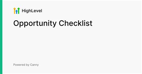 Opportunity Checklist Opportunities And Pipelines Highlevel