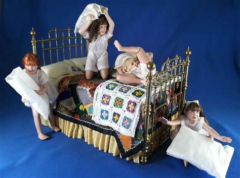 Susan Scogin Miniature Figures Slumber Party Brass Bed Made By