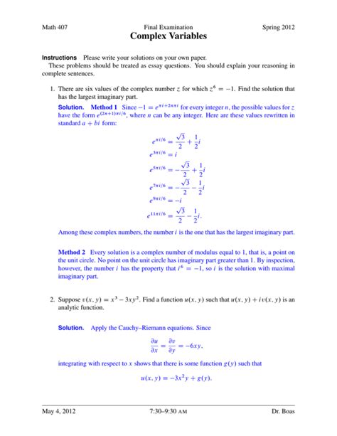 Complex Variables