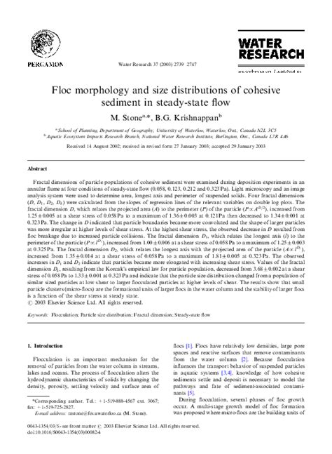 Pdf Floc Morphology And Size Distributions Of Cohesive Sediment In