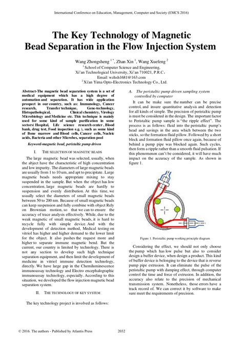 Pdf The Key Technology Of Magnetic Bead Separation In The Flow Injection System