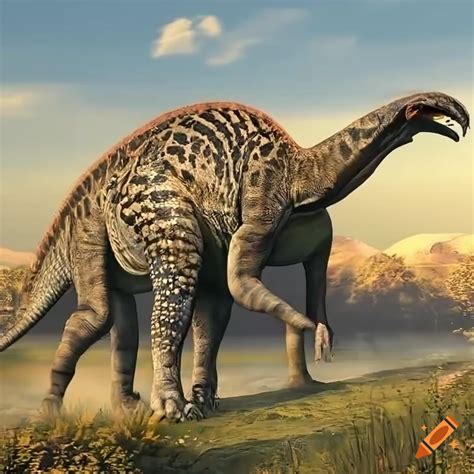 Colorful Hadrosaurus Dinosaur With Detailed Texture In Warm Morning