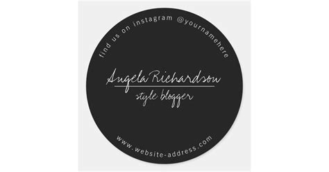 Minimalist Unique Handwritten Black Classic Round Sticker Zazzle
