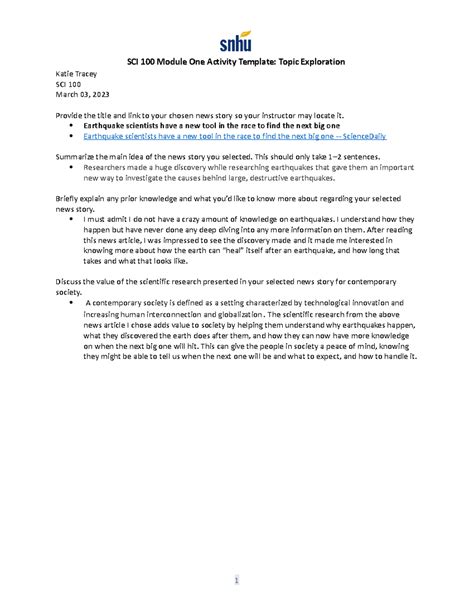 Sci 100 Module One Activity Sci 100 Snhu Studocu