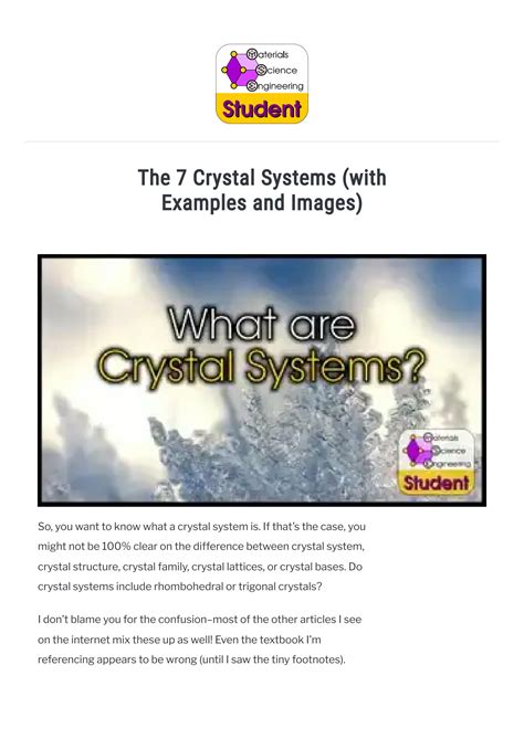 Solution The 7 Crystal Systems With Examples And Materials Science