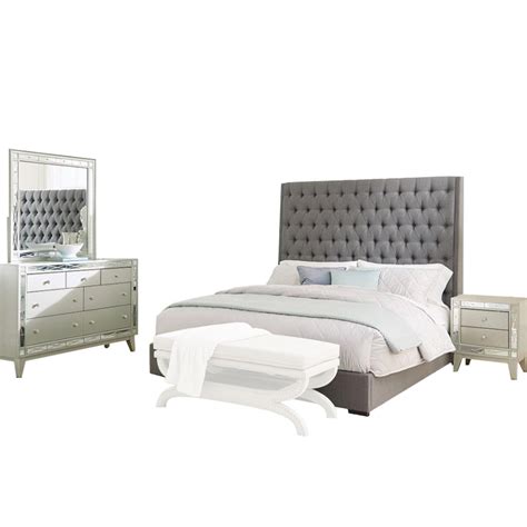 House Of Hampton® Tinya 4 Piece Bedroom Set In Gray And Mercury Metallic Wayfair