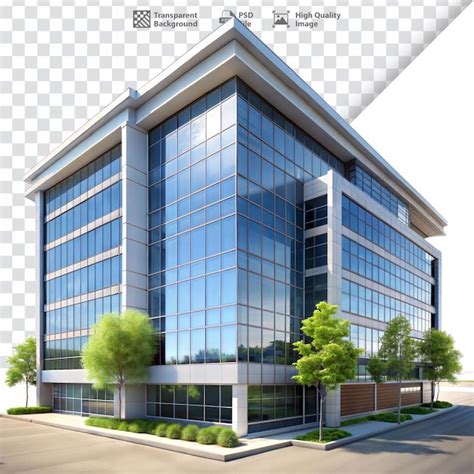 Modern Office Building With Glass Facade Premium Ai Generated Psd