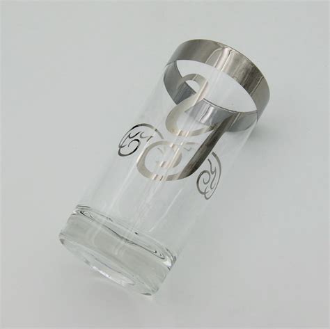 Vintage Highball Glassware Set With Silver Rim And Y Monogram Etsy