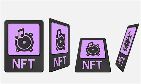 암호화 아트워크의 3d 토큰 Nft 카드 원근법으로 음악이 있는 Nft 카드 등각 투영 및 정면 보기의 상위 보기 블록 체인의