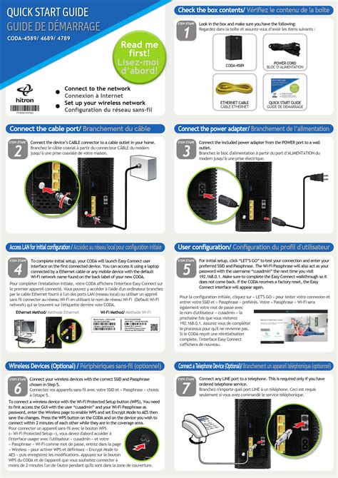 Hitron Coda 4589 Cable Modem Router User Guide Mode Demploi Francais