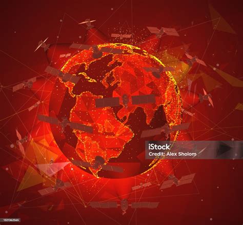 벡터 지구 행성 지구 점에서 컨셉 빅데이터 처리 및 데이터 수집 궤도에 대한 스톡 벡터 아트 및 기타 이미지 궤도 위성 우주선 지구본 Istock