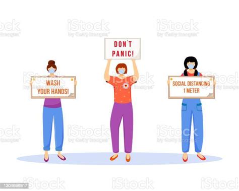 검역은 평평한 색상 벡터 얼굴없는 문자를 측정합니다 바이러스로부터 보호하기 위한 의료 조언 의료 용 마스크 웹 그래픽 디자인 및