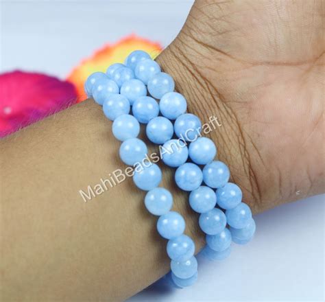 Blue Calcite Stone 8mm Beads Bracelet Natural Blue Calcite Gemstone
