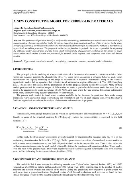 Pdf A New Constitutive Model For Rubber Like Materials