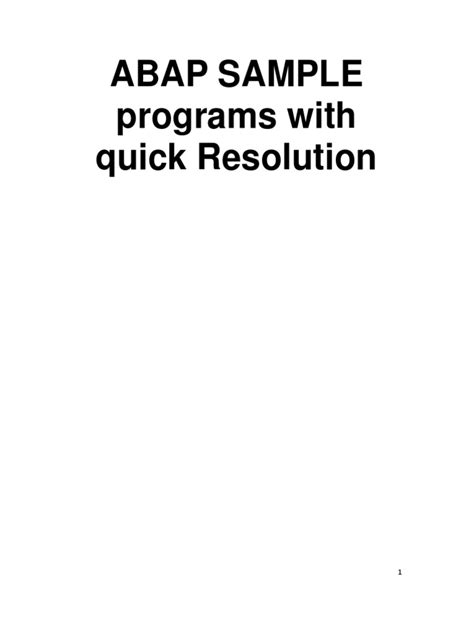 Abap Sample Programs Pdf Control Flow Variable Computer Science