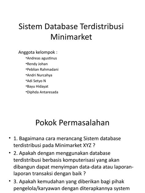 Sistem Database Terdistribusi Minimarket Pdf