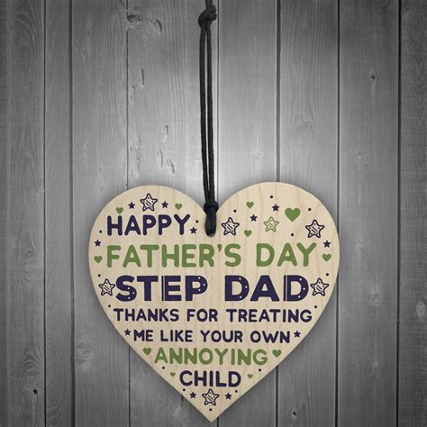 Step Dad Fathers Day Ts Wooden Heart Funny Fathers Day Card