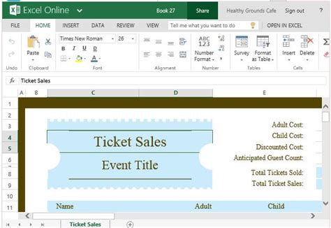 Excel Ticket Template Invoice Template
