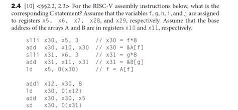 Solved 2 4 [10] For The Risc V Assembly Instructions Below