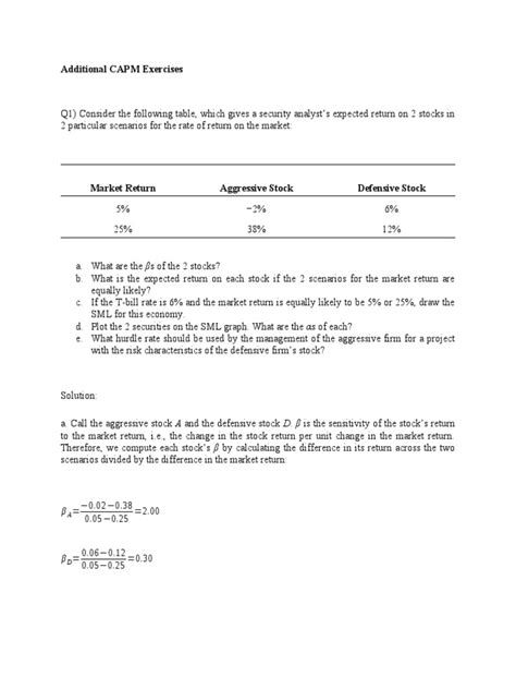 Additional Capm Exercises Download Free Pdf Capital Asset Pricing Model Financial Economics