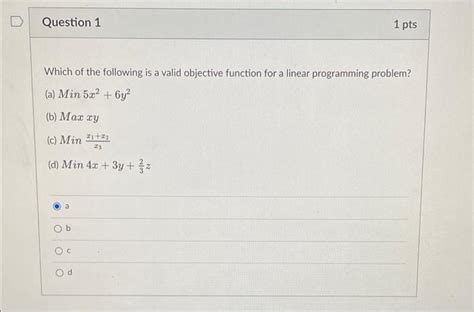 Solved Question Pts Which Of The Following Is A Valid Chegg
