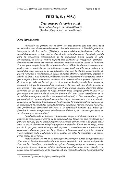 Freud S 1905 Tres Ensayos De Teoria Sexual Freud S 1905 D