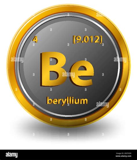 Beryllium Chemical Element Chemical Symbol With Atomic Number And Atomic Mass Illustration