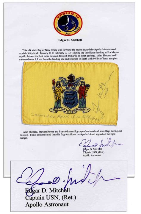Sell Edgar Mitchell Apollo 14 Moon Flown Flag At Nate D Sanders Auctions