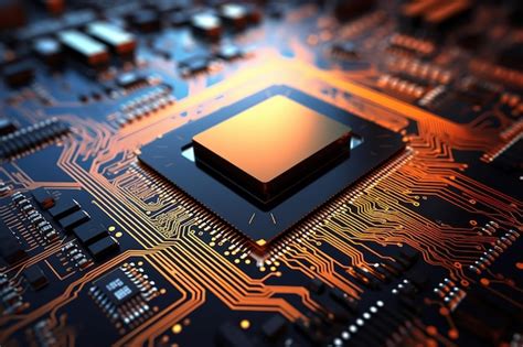 Premium AI Image Closeup Hardware Background Of Motherboard Circuit Cpu Microchip Digital
