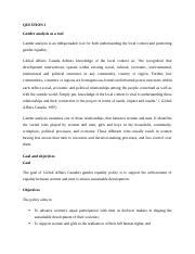GENDER IN MANAGEMENT ASSIGNMENT Docx QUESTION 1 Gender Analysis As A Tool Gender Analysis Is