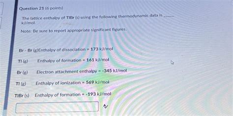 Solved Question Points The Lattice Enthalpy Of Chegg