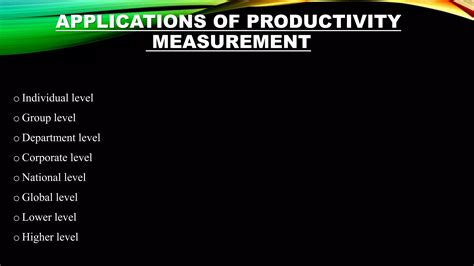 Productivity Measurement System Pptx Business Business And Finance