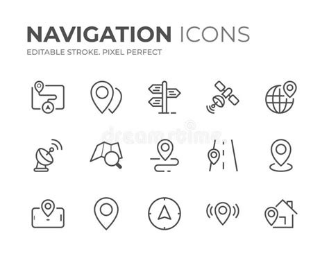 Navigation Bar Line Icons Collection Menu Tabs Links Navigation Toolbar Panel Ribbon