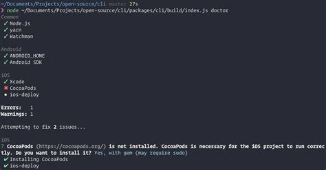 doctor command · issue 694 · react native community cli · github