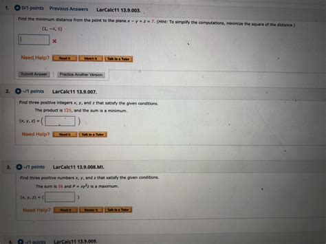Solved 1 0 1 Points Previous Answers LarCalc11 13 9 003 Chegg