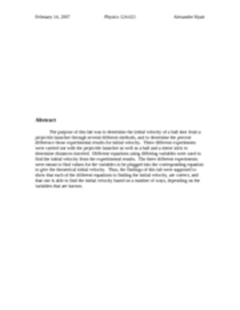 Physics Lab Report Projectile Motion February Physics Alexander Hyatt