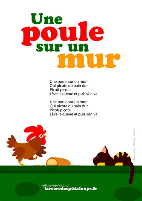 Une Poule Sur Un Mur Paroles De La Comptine à Télécharger