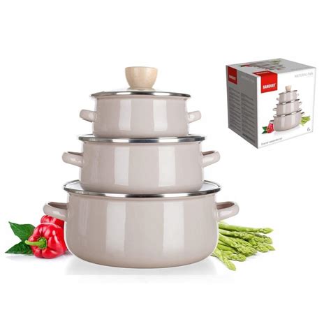 Set 3 Oale Cu Capac Banquet Otel Emailat Sticla Crem Emag Ro