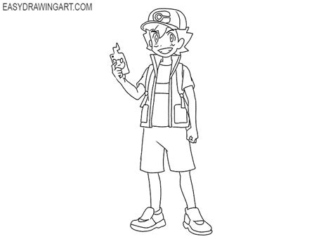 How To Draw Ash Ketchum Easy Drawing Art