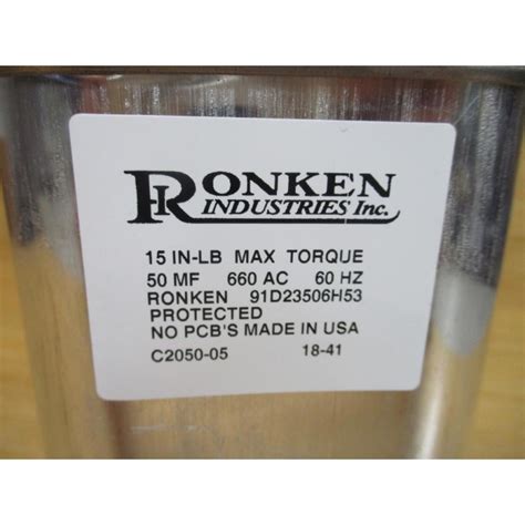Ronken 91d23506h53 Capacitor 50mf 660vac New No Box Mara Industrial