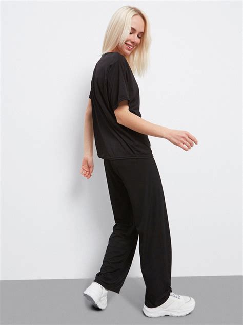 Костюм женский спортивный летний брючный Rizziano Черный цвет — купить за 937 руб со скидкой 77