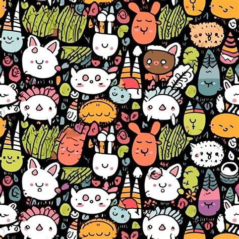 Premium Ai Image Cute Simple Doodle Patterns
