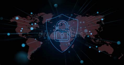 Image Of Padlock Icon And Digital Data Processing Over World Map Stock Illustration