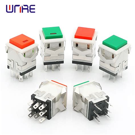 China A V A V Self Locking Push Button Switch With Light Kd Series Pins Red Green