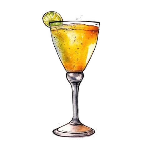 Premium Ai Image Daiquiri Cocktail Isolated On White Drawn With