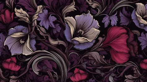 Premium Ai Image Gothic Floral Pattern Background