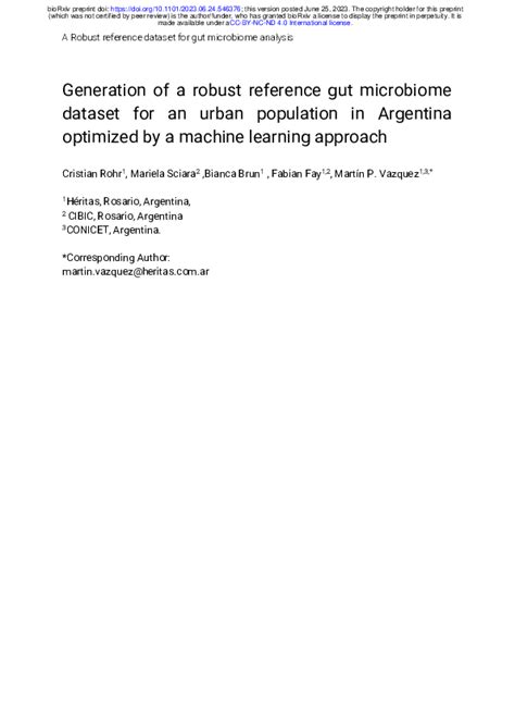 Pdf Generation Of A Robust Reference Gut Microbiome Dataset For An