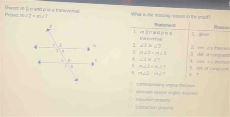 solved given mparallel n and p is a transversal what is the missing
