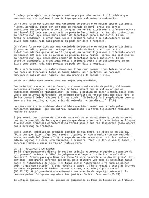 Reflexões Sobre Salmos Citações Pdf Salmos Poesia