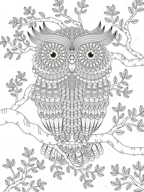 Скачати Дорослий забарвлення сторінки з прекрасною Сова — стокова ілюстрація Owl Coloring